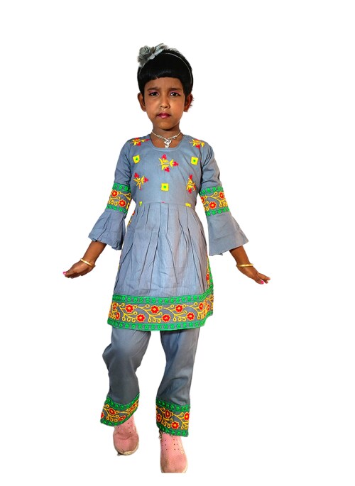 Buy ROSHNI TEXTILE Girls Casual Kurta and Palazzo Set (Size - 12-13Y - Grey) Online at Best ...