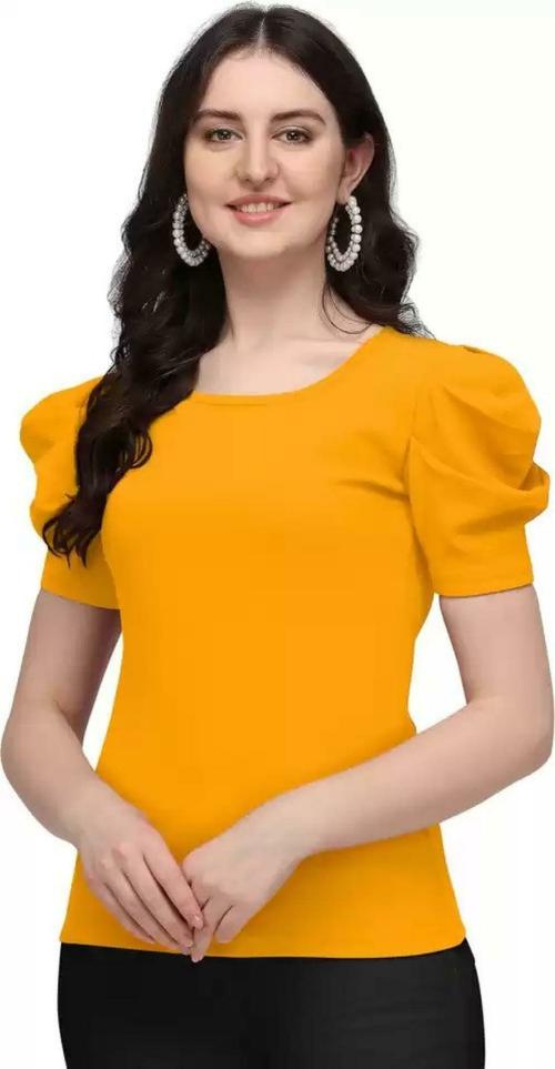 Buy LADIESORA FASHION Party Solid Women Yellow Top Online at Best ...