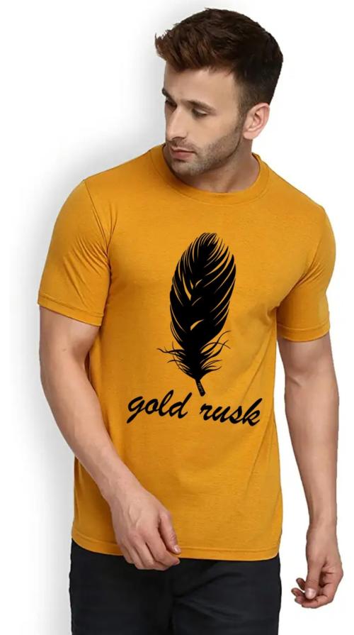 Buy JUSTIFY gold rusk half selvee Tshirts Yellow-XL Online at Best ...