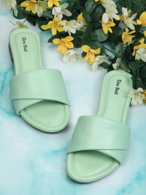 Buy RetroWalk Green stylist Flat Sandals for Women Online at Best ...