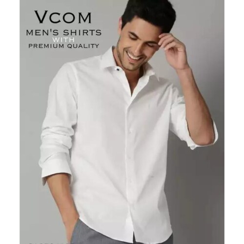 Buy VCOM Cotton Comfortable Long Sleeves Stylish Solid White Shirt for ...