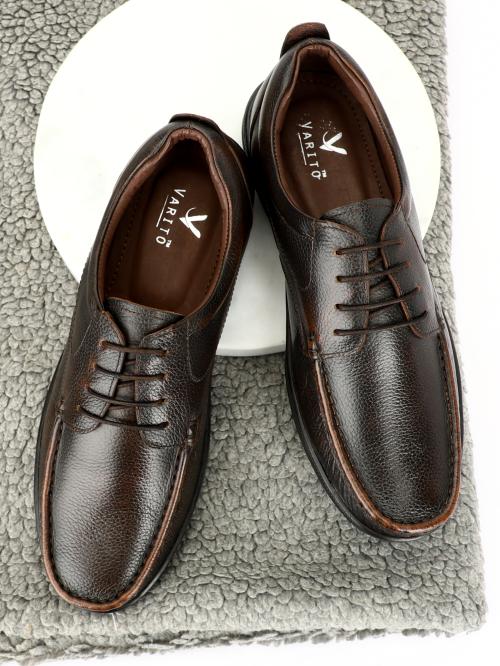 Buy Varito Men's Brown 100 % Genuine Leather (NDM Leather) Lace up ...