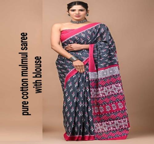 Buy TARUNYA TEXTILE Cotton saree with same blouse and same colour-D18 ...