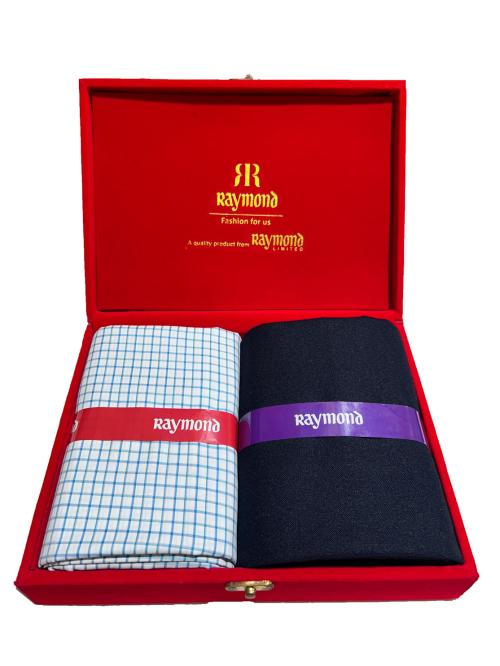 Buy Raymond Checkered Pc-Cotton Shirt & Trouser Fabric in Velvet Box ...