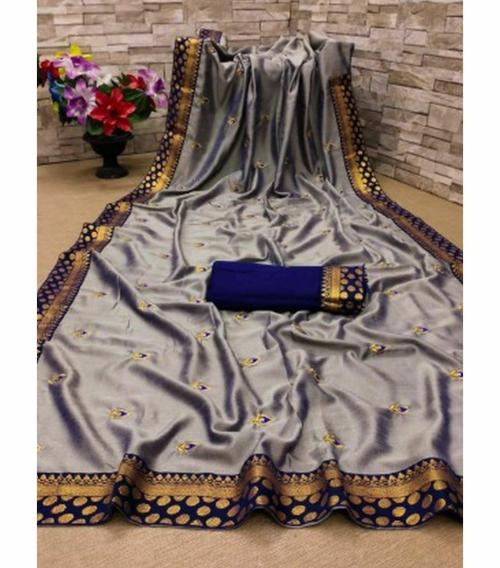 Buy Any Designer Women Grey Embroidery Booti Work Art Silk Daily Wear ...