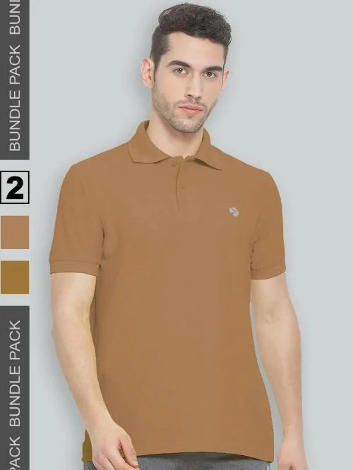 Buy Lux Nitro Combo Pack Polo T-shirt For Men Camel & Mouse Online at ...