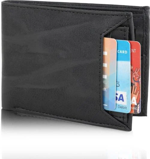 Buy Sonrisa Black Artificial Leather 10-Slots Wallet For Men Online at ...