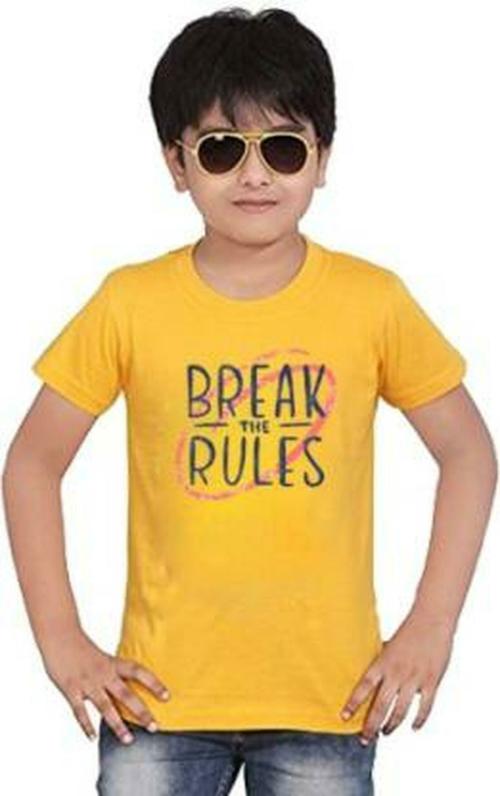 Buy KIDDY STAR Boys Yellow Graphic Print Cotton Blend Round Neck T ...