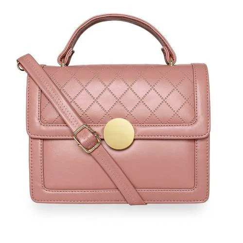 Buy ESBEDA Peach Color Solid satchel box handbag For Women (A00100049 ...