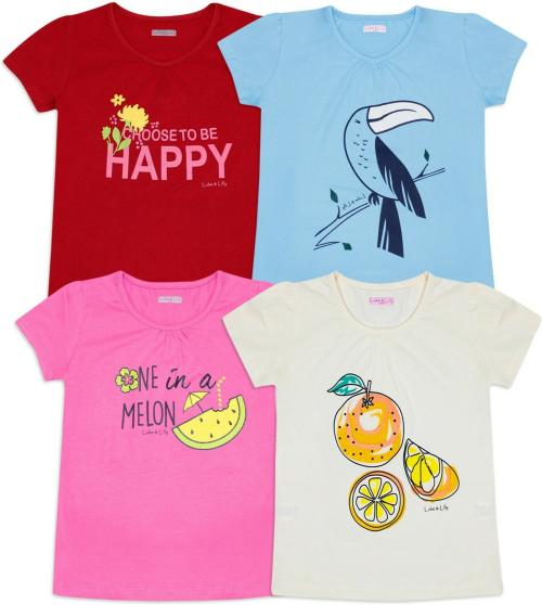 Buy Luke and Lilly pack of 4 Girls Half Sleeve Tshirt Online at Best ...