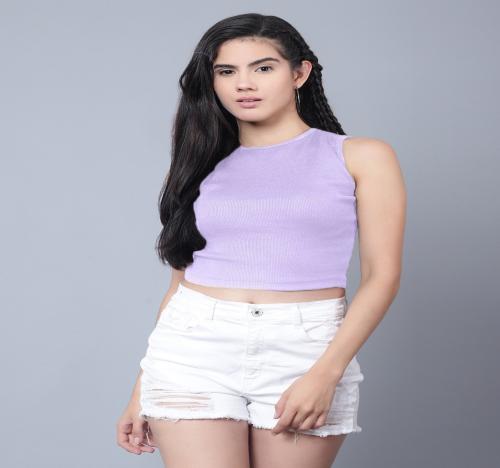 Buy Shylina Women Casual Rib Deep Sleeveless Cutout Crop Top A15 Online ...