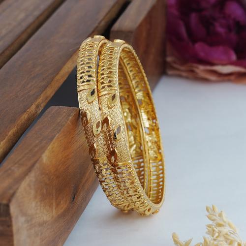 Buy Mansiyaorange Two Golden Plated Bangles Bangdi Chudi for Women ...