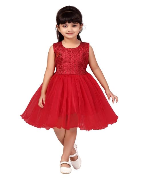 Buy Aarika Girls Maroon Color Embroidered Net Frock Online at Best ...