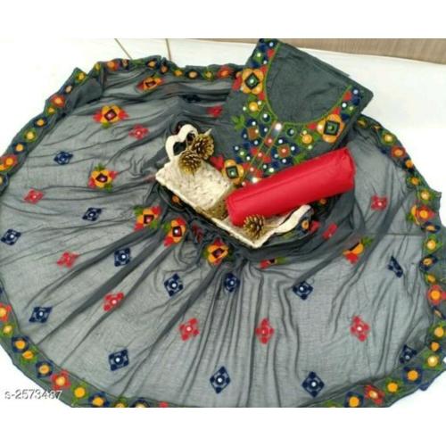 Buy GURHAL Embroidered Chanderi Unstitched Dress Material Grey Online ...