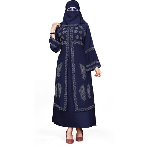 Buy BHUMIFAB Burqa-_1 Nida Matte Solid Burqa With Hijab (Blue) Online ...