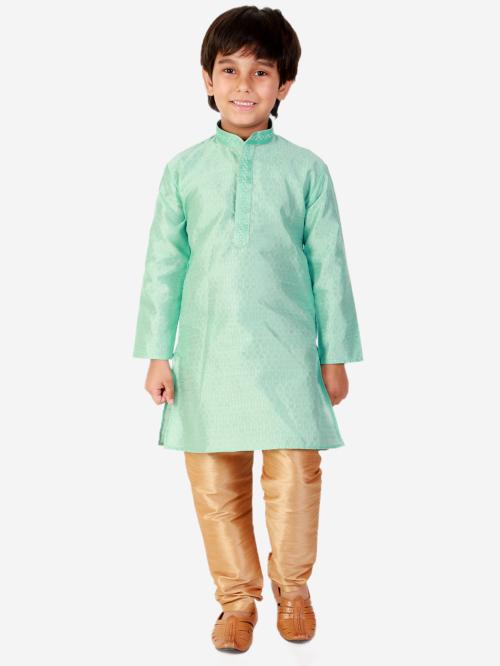 Buy Pro-Ethic Style Developer Boy's Silk Self Design Firozi Kurta ...