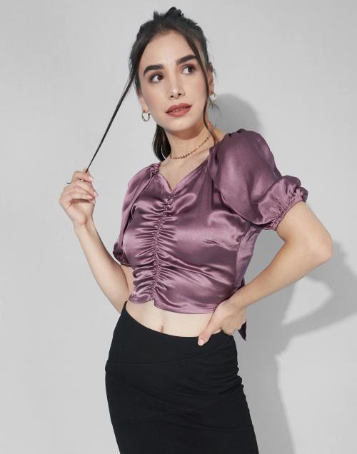 Buy SELVIA Satin Solid Regular Fir Purple Women Top Online at Best Prices in India - JioMart.
