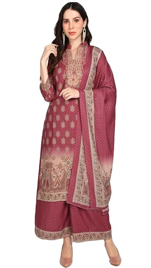 Buy Jayri Women's Woolen Unstitched Printed Suit Material with ...