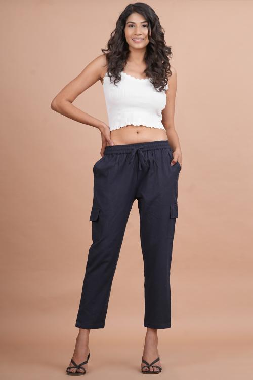 Buy The Nayahika's Women Regular Fit Blue Pure Cotton Trousers Online at Best Prices in India ...