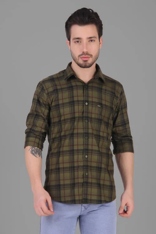 Buy DESIGN UP MEN CASUAL LIGHT GREEN CHECK Shirt Available in a variety ...