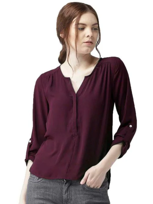 Buy Retrovis Women Violet Solid Tops M Online at Best Prices in India - JioMart.