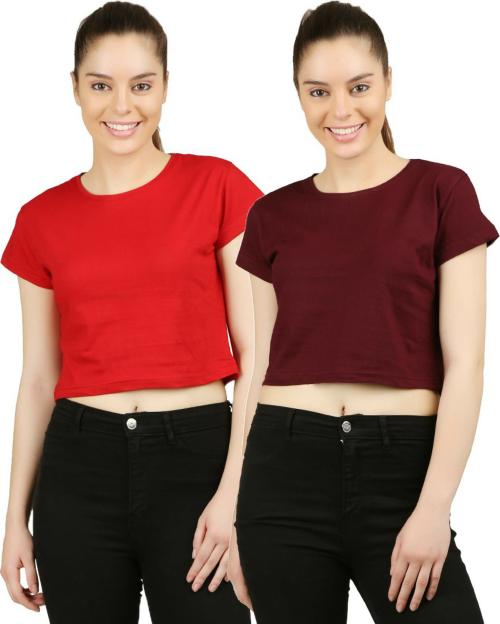 Buy Ap'pulse Women Red Solid Cotton Blend Top Online at Best Prices in ...