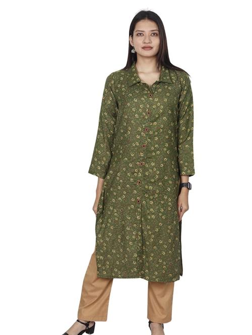 Buy Indicraft Women Green Printed Wool Kurti - S Online at Best Prices ...