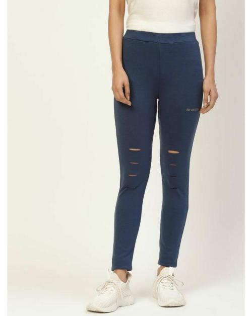 Buy Rue Collection Women's Light Navy Blue Slash Knee Jeggings for ...