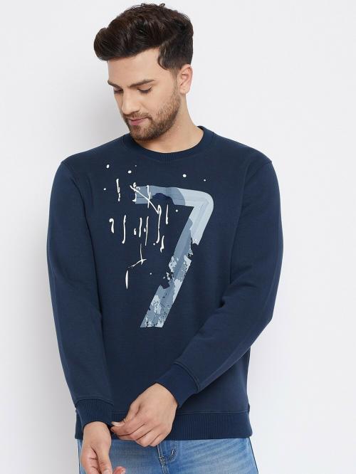 Buy Naked Sleeve Men's Navy Blue Full Sleeves Printed Round Neck Sweatshirt Online at Best ...