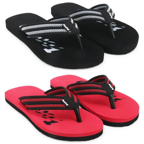 Buy Footup Light Weight Black and Red Slippers for Men (Pack of 2 ...