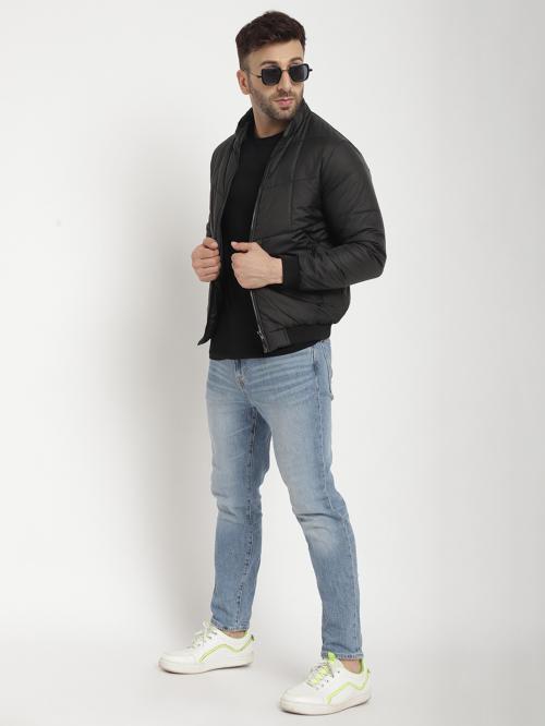Buy Better Think Men Black Self Design Nylon Quilted Jacket (S) Online ...