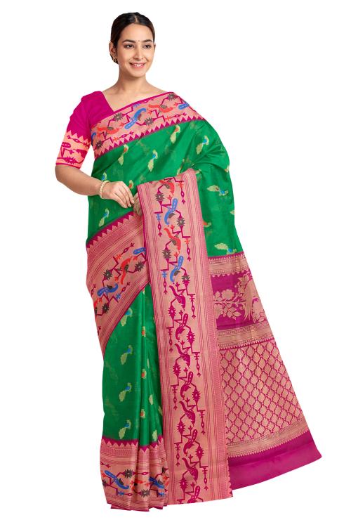 Buy KSR HANDLOOMS MUGA GADWAL SAREE Online at Best Prices in India ...