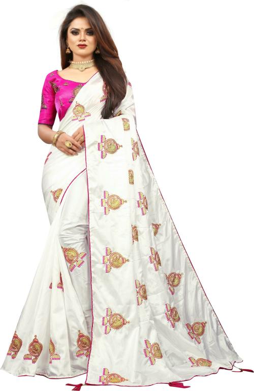 Buy VR2 Enterprise Women White Cotton Silk Saree Online at Best Prices ...