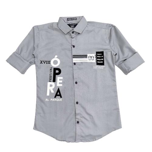 Buy MAMERU Boys Grey Printed Cotton Blend Full Sleeve Casual Shirt (Age ...