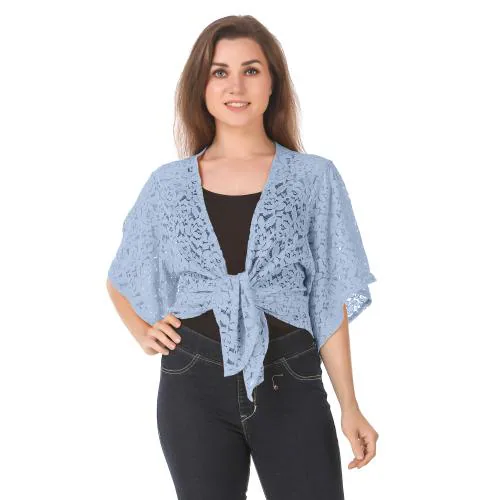 Buy WE-FLY Women's Netted Bell Sleeve Stylish Shrug Online at Best ...
