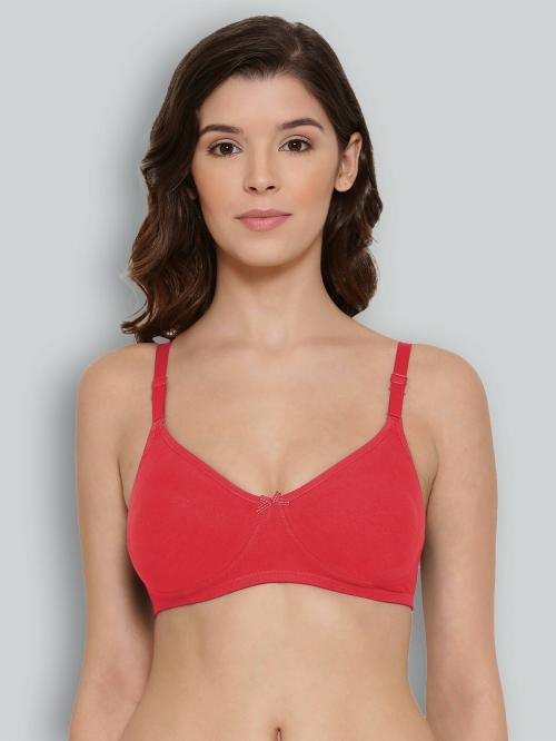 Buy LYRA Combed Cotton Wirefree Secret Support Bra with Detachable Strap Red Bra Online at Best ...