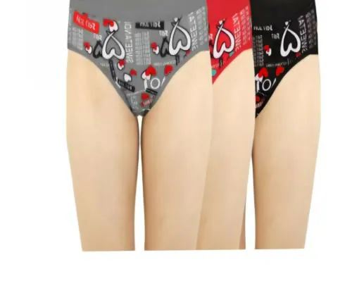 Buy Camaleon Medium Premium Cotton Hipster Multicolor Printed Outer elastic Laila Panty Combo ...