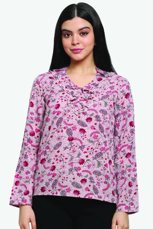 Buy Pretty Loving Thing WOMEN FLORAL PRINT FULL SLEEVE MULTICOLOR TOP ...