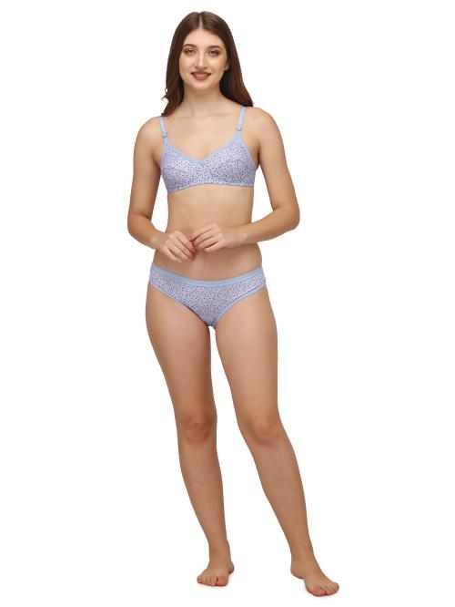 Buy Nisixdec Cotton Bra Panty Set for Women, Non-Padded, Non-Wired, Seamed, Comfy Print ...