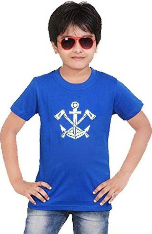 Buy KIDDY STAR Boys Blue Graphic Cotton Blend Round Neck T-Shirt 12 ...