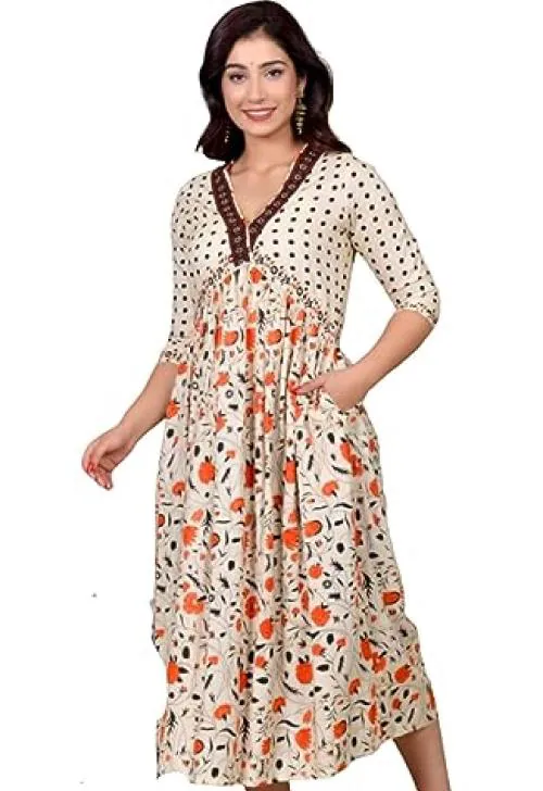 Buy Rohika Rayon Anarkali Style Kurti middi Gown Pattern Type Online at ...