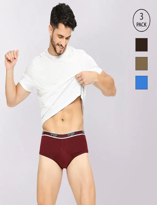 Buy VIP Spector Men Solid Cotton Rib Briefs - Assorted Colors Pack of 3 Online at Best Prices in ...