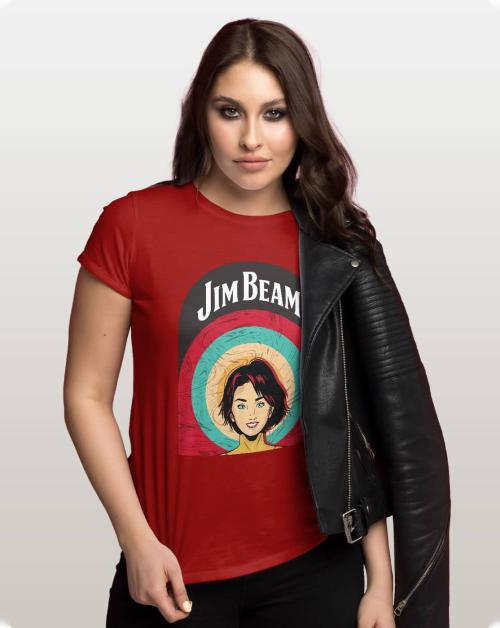 Buy Macmerise Jim Beam Character Black Red T-shirt for Womens Online at ...