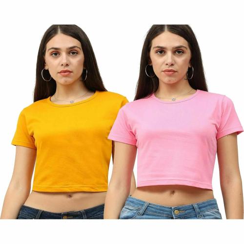Buy Tik Tok WEARS Casual Solid Women Pink, Yellow Top () Online at Best ...