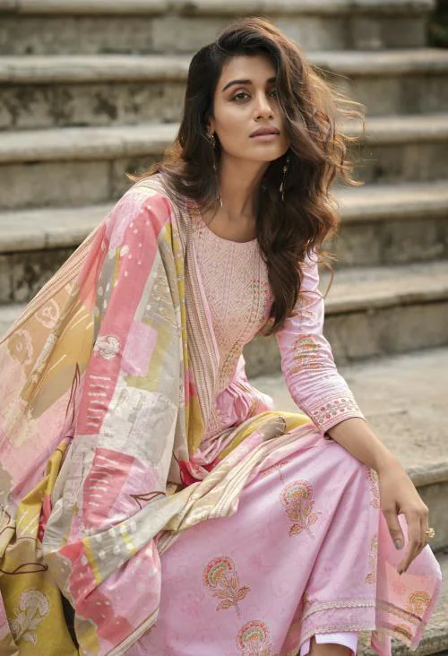 Buy DRAVINAM Trends Unstitched Embroidered Digital printed Pure Jaam ...