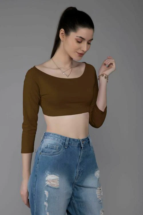 Buy AD2CART VA4260 Women Round Neck 3/4 Sleeve Crop Top For Womens Online at Best Prices in ...