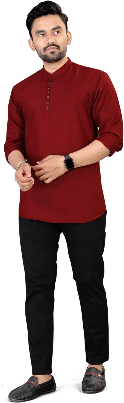 Buy SOPANI Men Solid Straight Kurta (Maroon) Online at Best Prices in India - JioMart.
