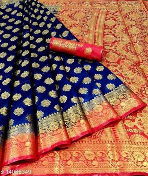 Buy Mansh the stylo..Women Dark Blue Woven Nylon Banarasi Saree Online ...