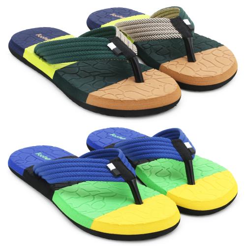 Buy Footup Light Weight Green and P.Green Slippers for Men (Pack of 2 ...
