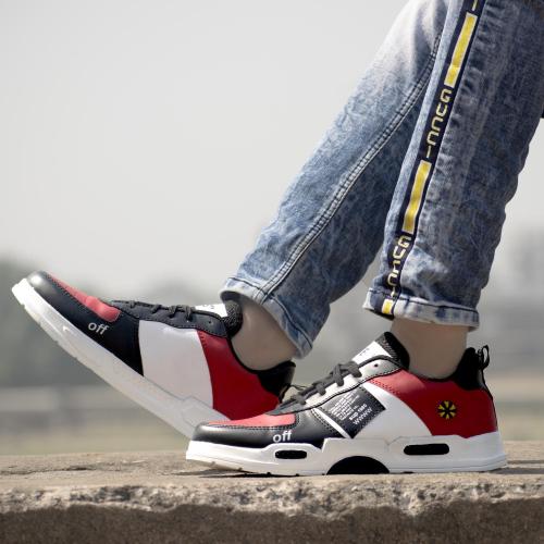 Buy Groofer White&Red Shaded Running Sport Sneakers For Mens Online at ...